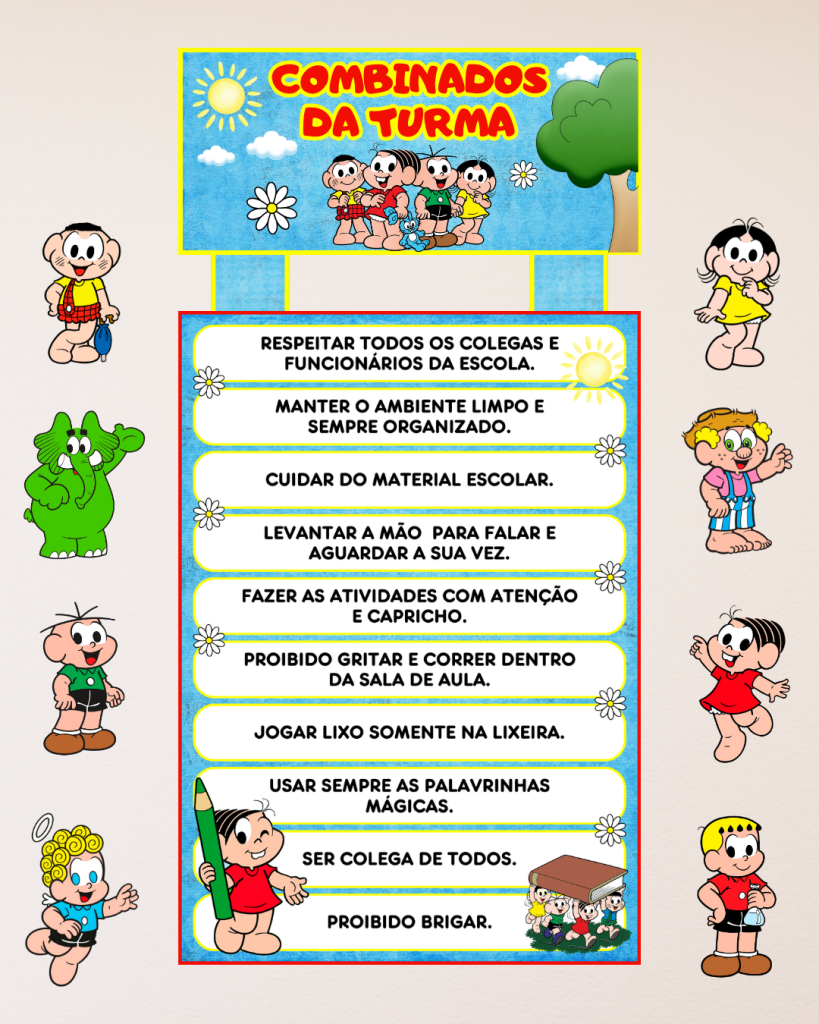 Combinados – Turma da Mônica – Atividades da Day